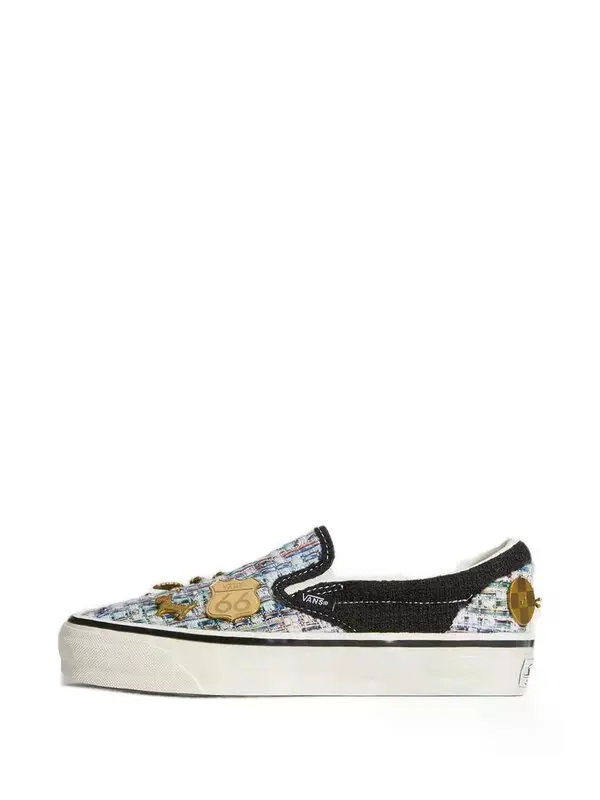 VANS Classic Premium Charm-embellished Tweed Slip-on Sneakers - Black
