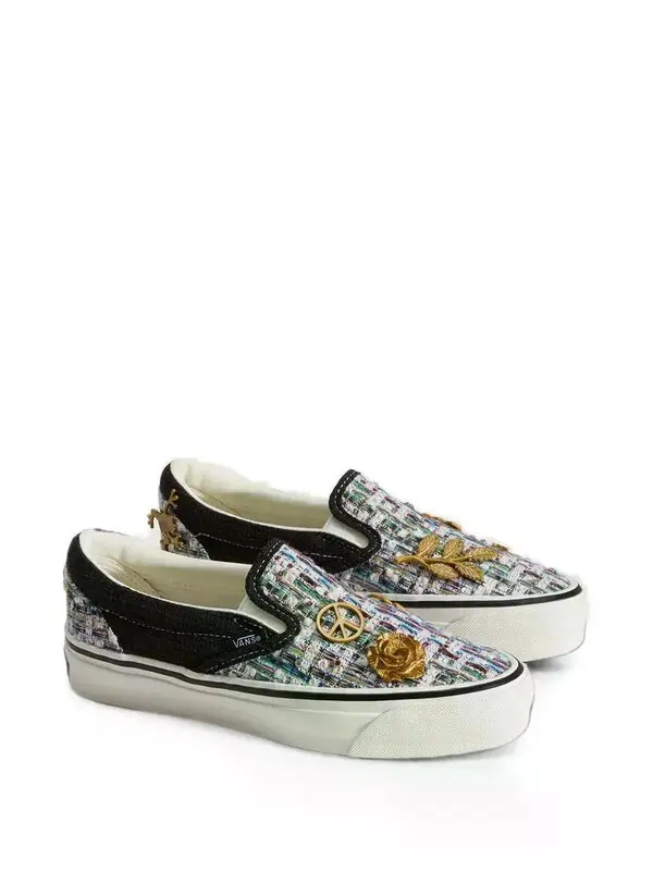 VANS Classic Premium Charm-embellished Tweed Slip-on Sneakers