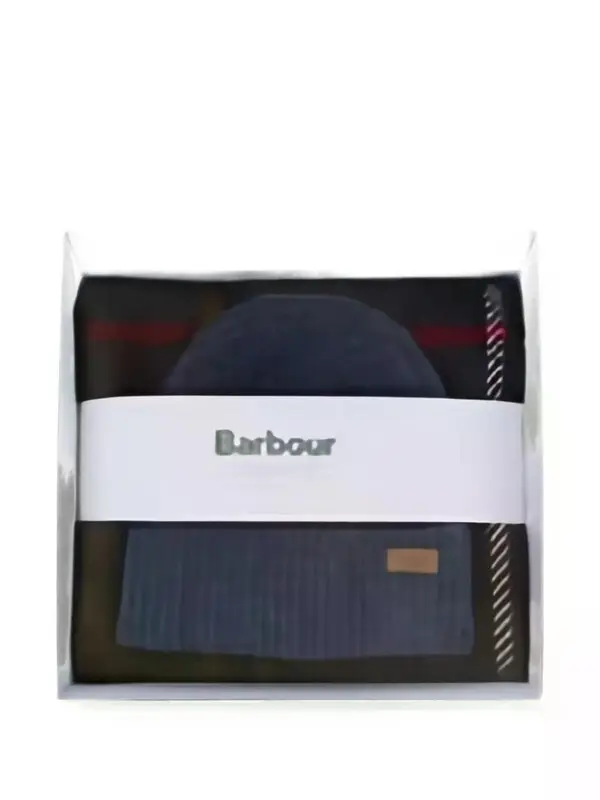 Barbour Tartan-print Beanie And Scarf Set - Green