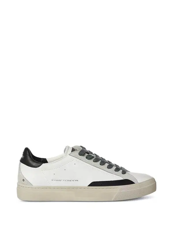 CRIME LONDON Essential Contrast-panel Leather Sneakers - White
