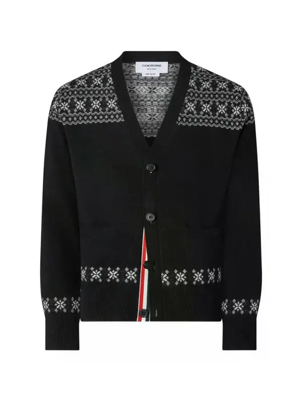 Thom Browne Fair Isle Jacquard Cardigan - Black