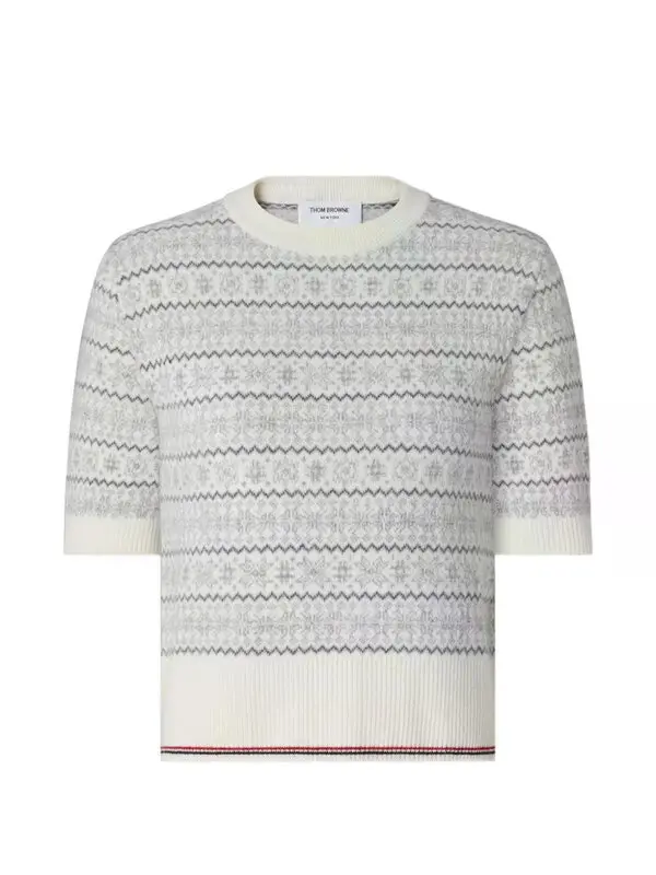 Thom Browne Snowflake Jacquard Sweater - White