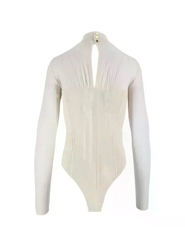 Elisabetta Franchi Ribbed Knit Bodysuit With Sheer Panels - Neutrals