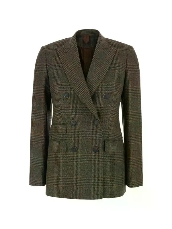 Max Mara Check-pattern Double-breasted Jacket - Brown