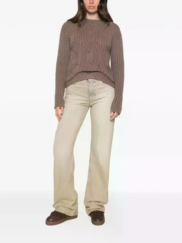 Moncler Ribbed Cable-knit Sweater - Brown