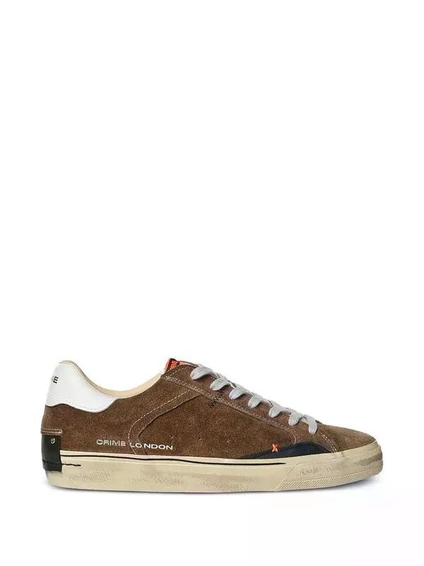CRIME LONDON Deconstructed Distressed-effect Leather Sneakers - Brown