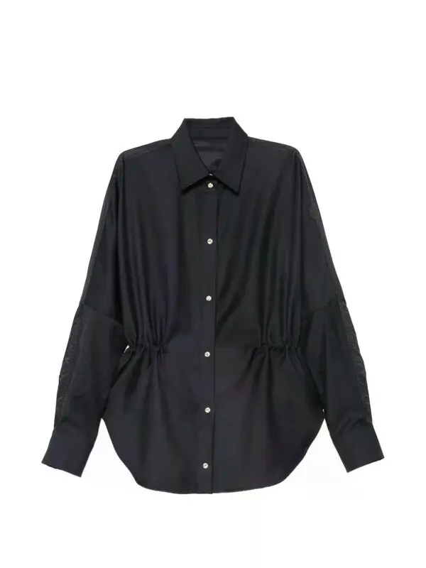Moncler Drawstring-waist Panelled Shirt - Blue
