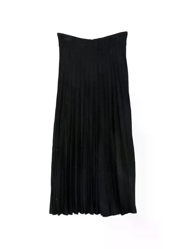 Balmain Pleated Sequin-embellished Midi Skirt - Black