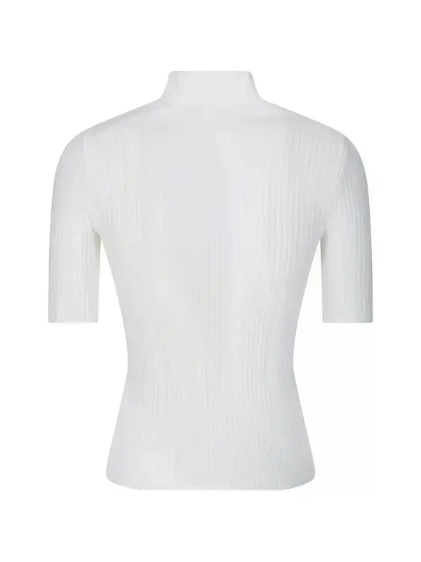 COURREGES Reedition High-neck Ribbed-knit Short-sleeved Sweater