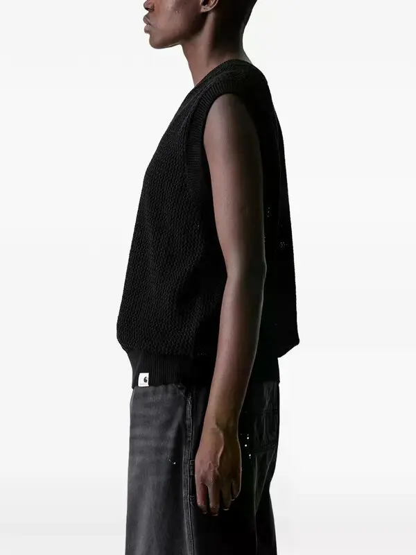 Carhartt Work In Progress Stockton V-neck Waffle-knit Vest - Black