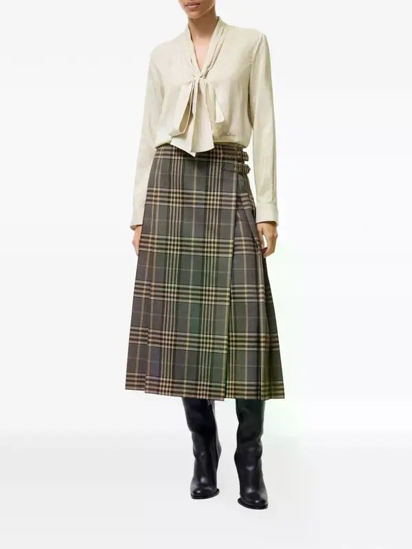 Burberry Check Wool Midi Kilt - Brown