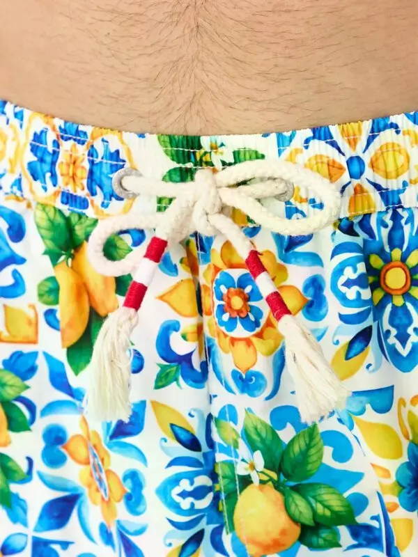 MC2 SAINT BARTH Lemon-print Majolica-pattern Swim Shorts