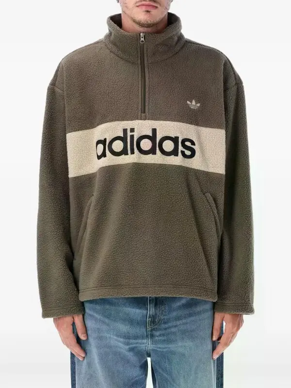 Adidas Logo-print Fleece Sweater - Green