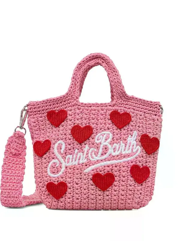 MC2 SAINT BARTH Crochet Heart-patch Tote Bag - Pink