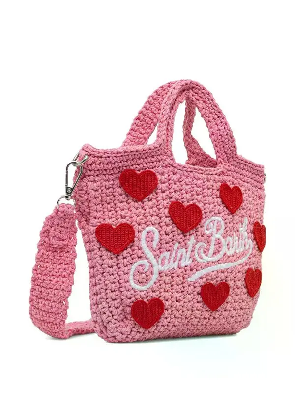 MC2 SAINT BARTH Crochet Heart-patch Tote Bag