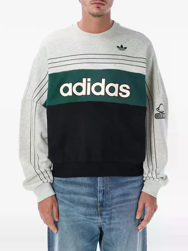 Adidas Logo-print Colour-block Sweater - Grey