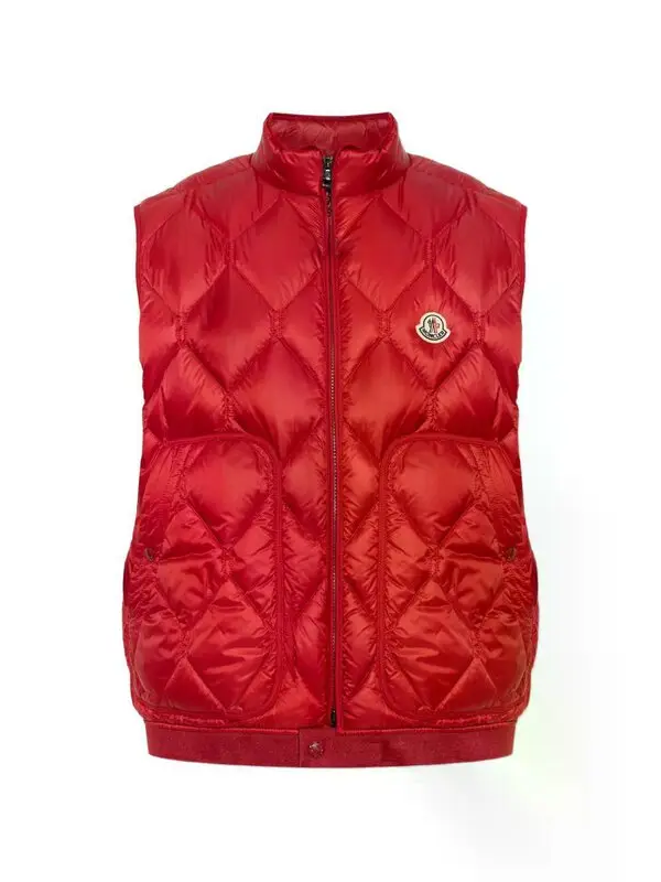 Moncler Quilted Logo-patch Puffer Vest - Red