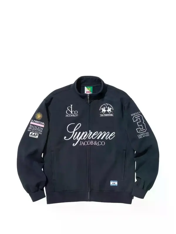 Supreme X La Martina X Jacob & Co Logo-embroidered Zip-up Sweater - Blue