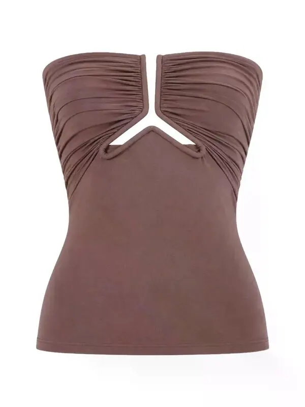 Rick Owens Cut-out Ruched Top - Brown