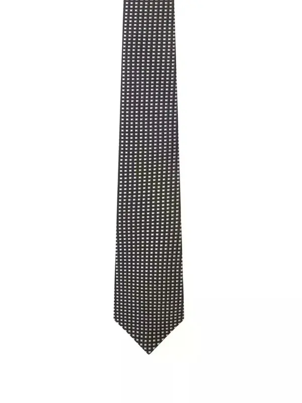 TOM FORD Geometric Pattern Silk Neck Tie - Black