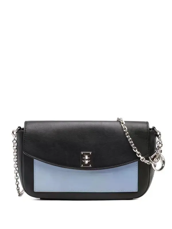 Dior 2014 Tricolor Leather Turn Lock Wallet On Chain Crossbody Bag - Black
