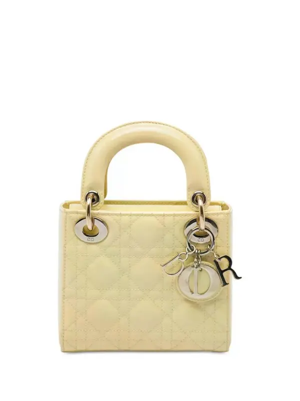 Dior 2021 Mini Patent Cannage Lady Satchel - Yellow