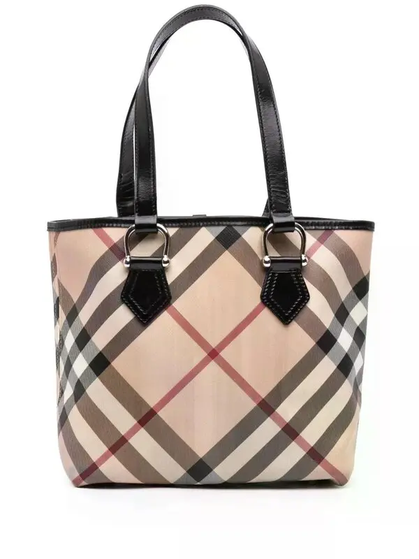 Burberry 2000-2010 Supernova Check Coated Canvas Tote Bag - Neutrals
