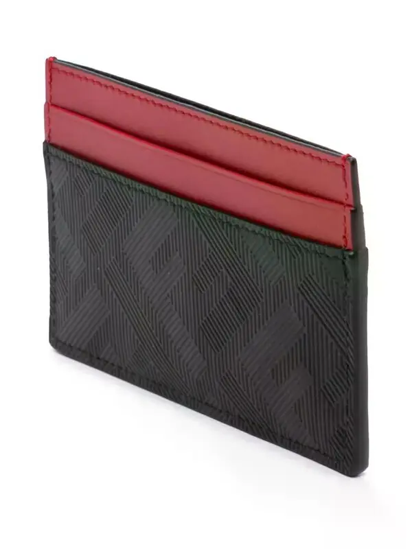 Fendi 2010-2026 Zucca Shadow Calfskin Colorblock Card Holder - Black