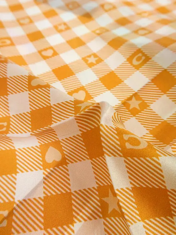 COACH Gingham-print Logo-print Scarf - Orange