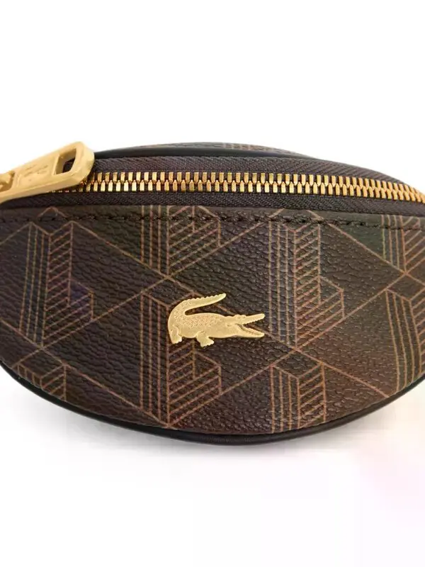 Lacoste Monogram-print Logo-plaque Coin Purse - Brown