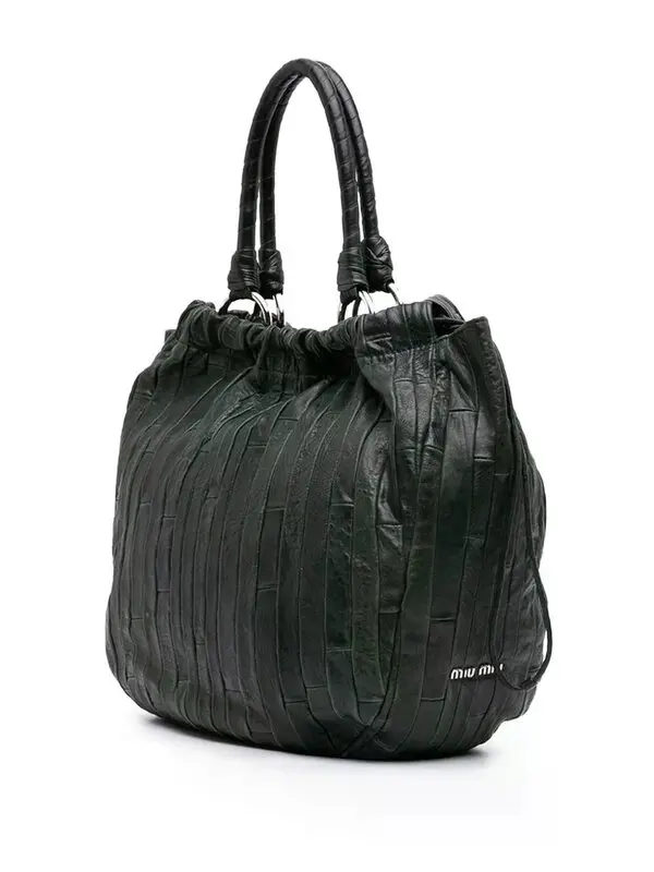 Miu Miu 2010-2026 Nappa Striped Patchwork Shopper Travel Bag