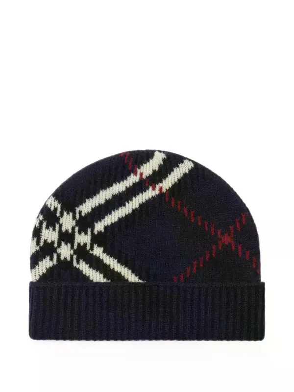 Burberry Check Cashmere Blend Beanie