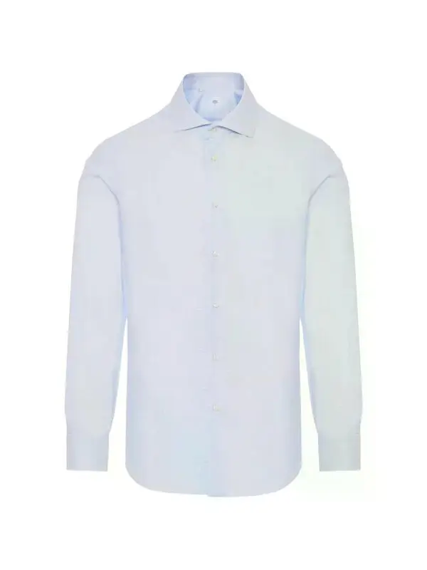 BARBA NAPOLI Micro-pattern Long-sleeve Shirt - Blue