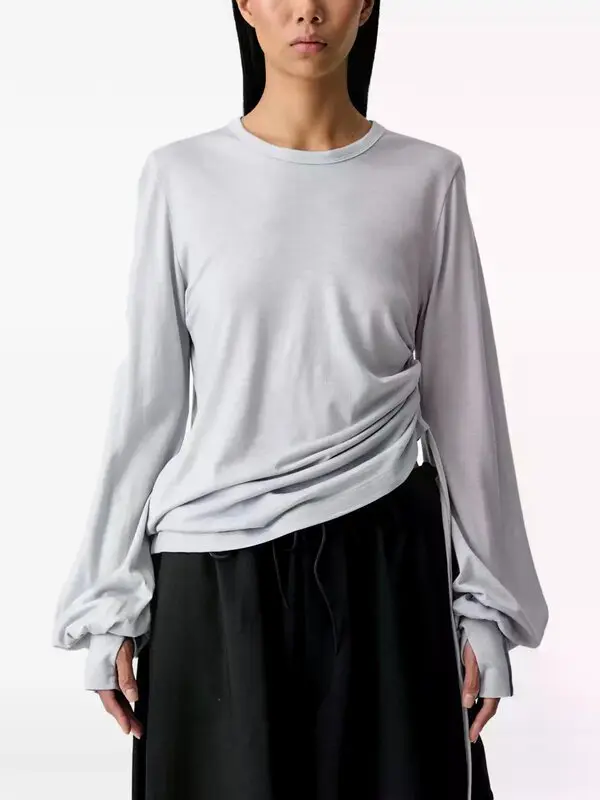 Y3 Gathered-detail Long-sleeve T-shirt
