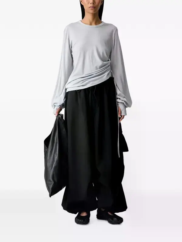 Y3 Gathered-detail Long-sleeve T-shirt