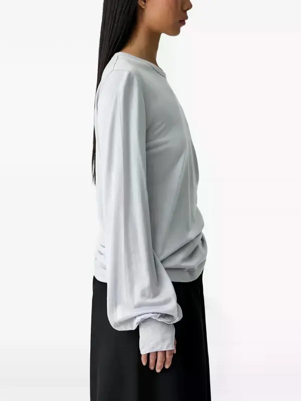Y3 Gathered-detail Long-sleeve T-shirt