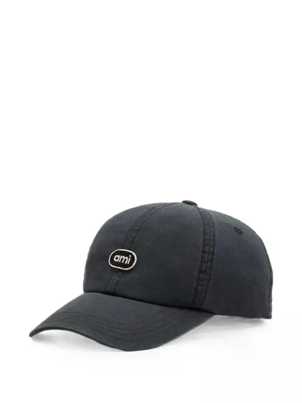 AMI Paris Cotton Cap With Patch - Grey