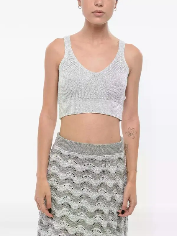 COLOUR MARKET Lurex Cropped Top