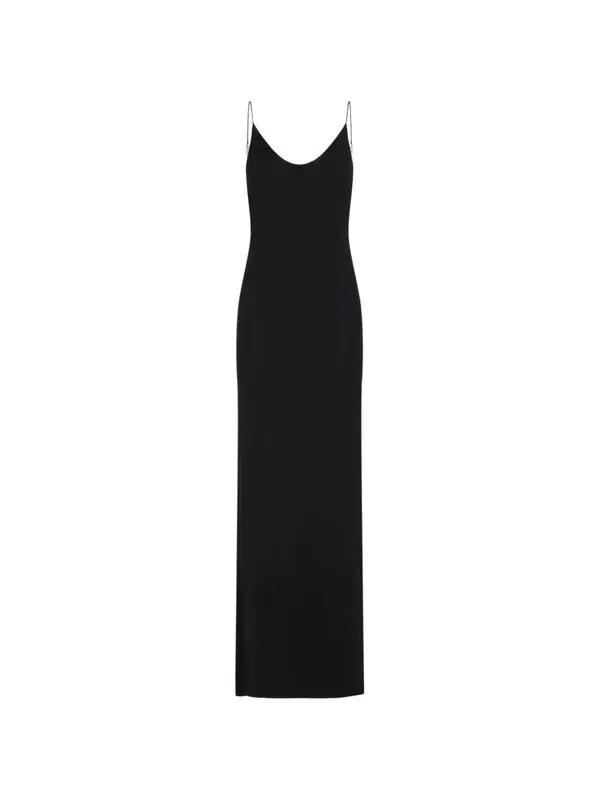 Saint Laurent Cassandre-chain Backless Dress In Knit