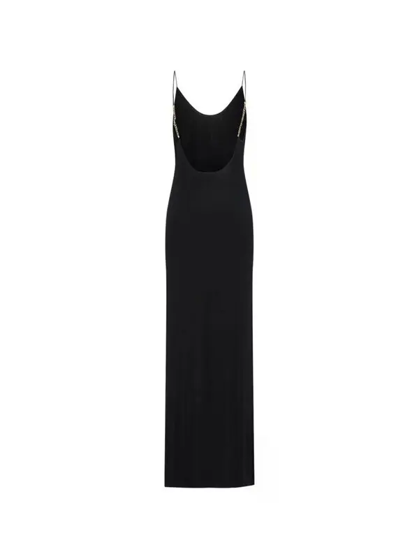 Saint Laurent Cassandre-chain Backless Dress In Knit