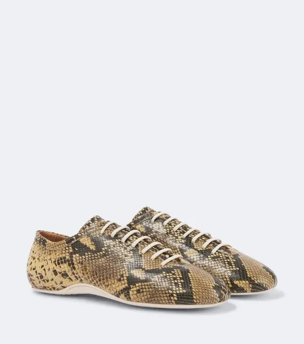 Dries Van Noten Snake-effect Leather Sneakers - Beige