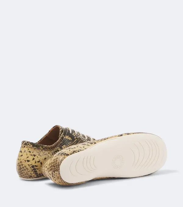 Dries Van Noten Snake-effect Leather Sneakers - Beige
