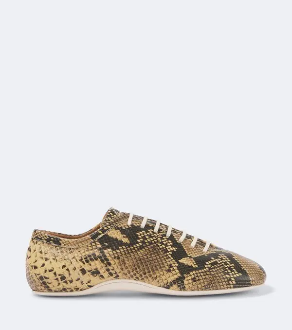 Dries Van Noten Snake-effect Leather Sneakers - Beige