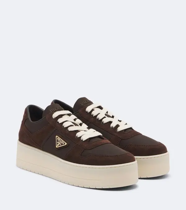 Prada Downtown Bold Suede-trimmed Platform Sneakers
