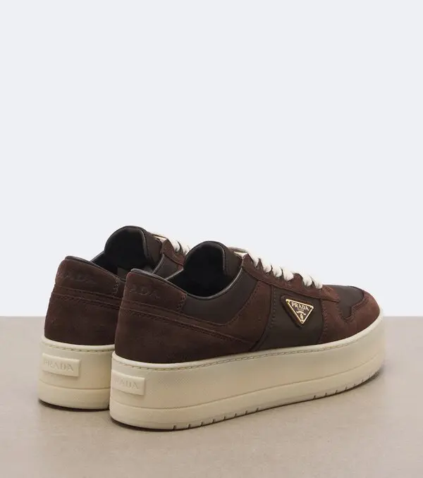 Prada Downtown Bold Suede-trimmed Platform Sneakers