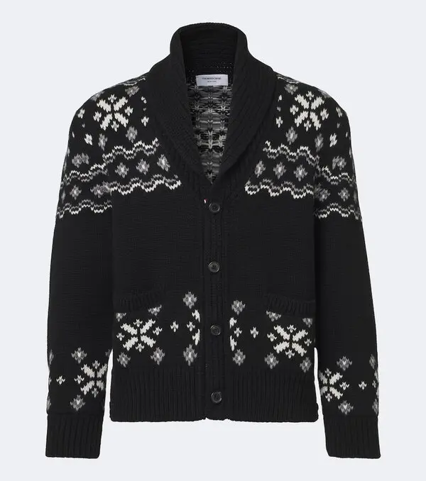 Thom Browne Fair Isle Intarsia Cashmere Cardigan - Black