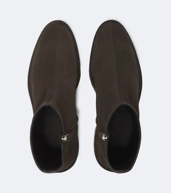 THE ROW Moto Suede Ankle Boots