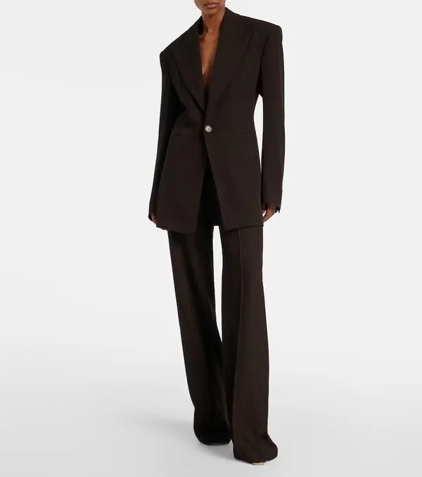 Saint Laurent Pinstripe Wool-blend Wide-leg Pants