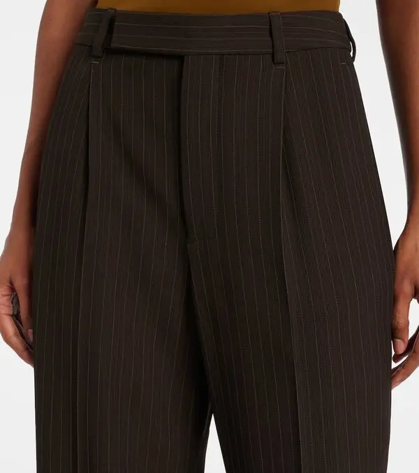 Saint Laurent Pinstripe Wool-blend Wide-leg Pants