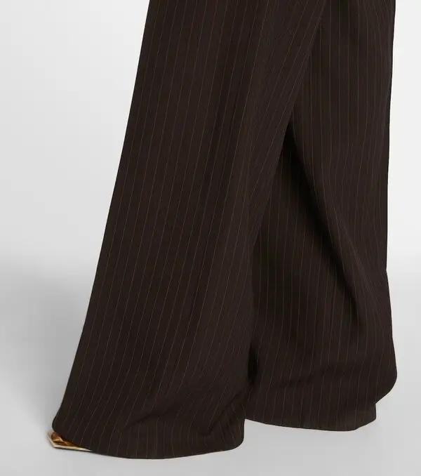 Saint Laurent Pinstripe Wool-blend Wide-leg Pants